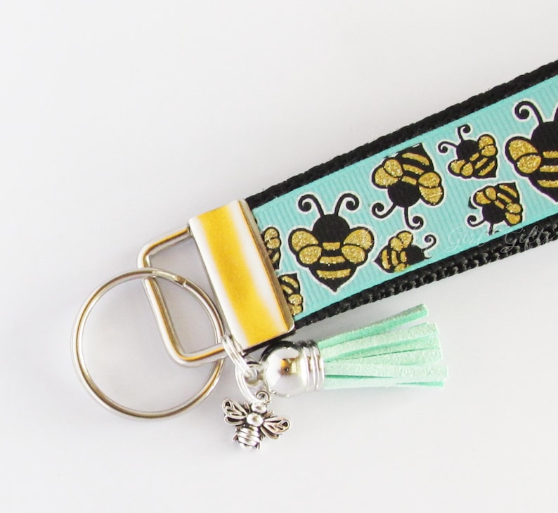 Glittered Bee Key Fob Bumblebee Keychain Bumblebee - Etsy