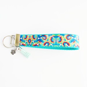 Dog Bone and Pawprint Key Fob - Pet Key Fob - Dog Keychain - Tie Dye ...
