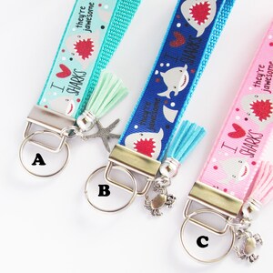 Shark Key Fob - I Love Sharks Key Fob - Shark Keychain - Fish Key Fob ...