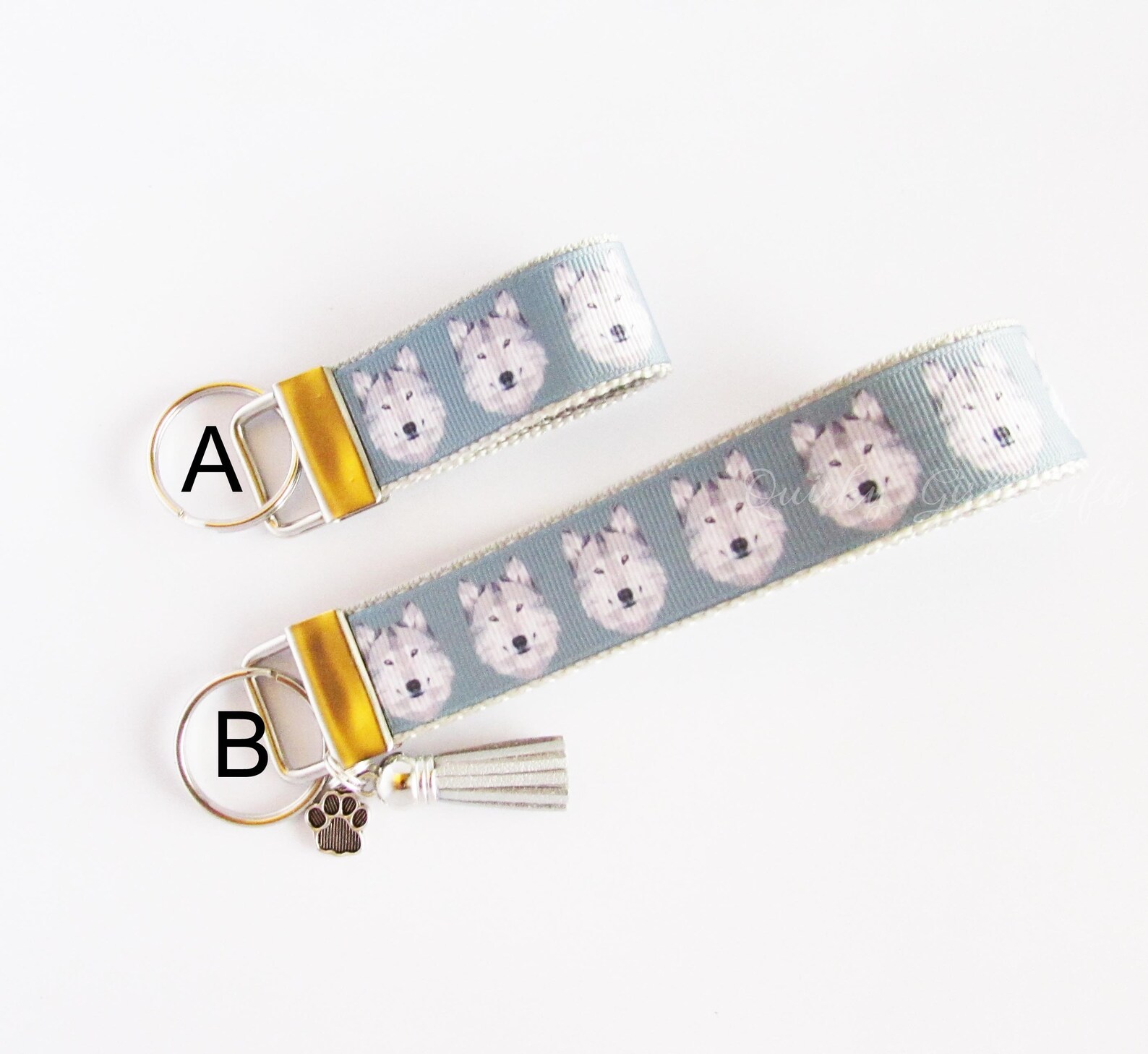 Gray Wolf Key Fob Wristlet Artistic Wolf Keychain Dog Key | Etsy