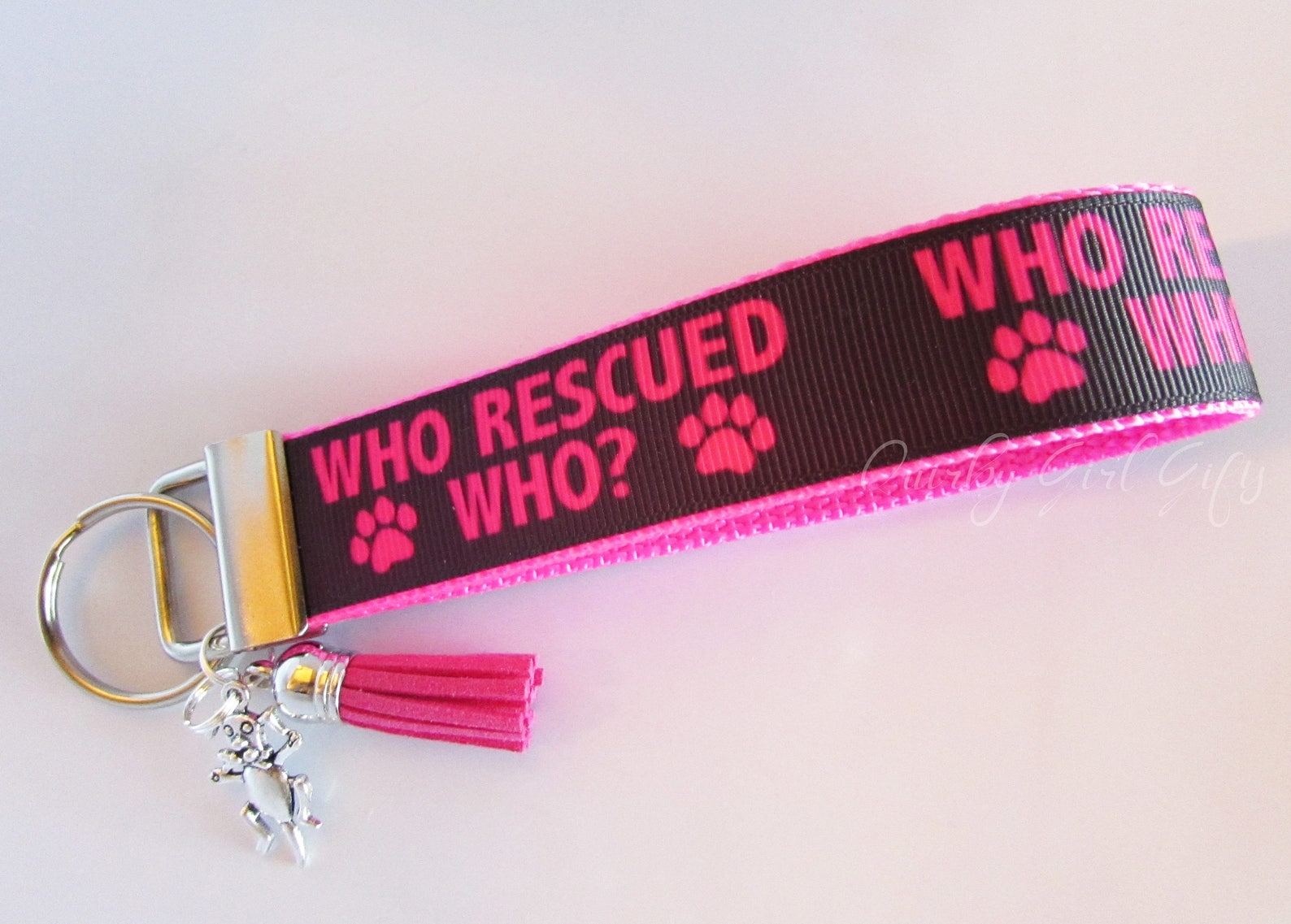 Dog Rescue Key Fob Dog Key Fob Paw Print Keychain Who - Etsy