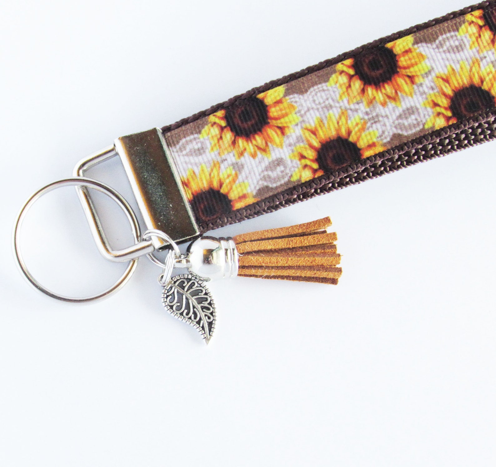 Sunflower Key Fob Sunflower Wristlet Sunflower and Lace - Etsy