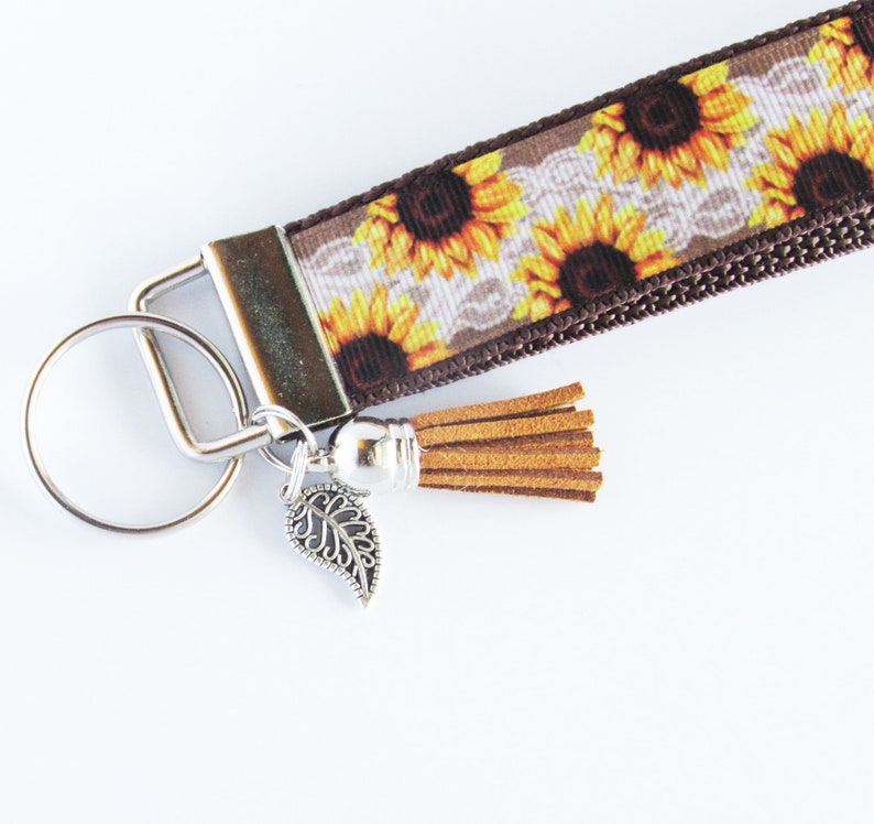 Sunflower Key Fob Sunflower Wristlet Sunflower and Lace - Etsy