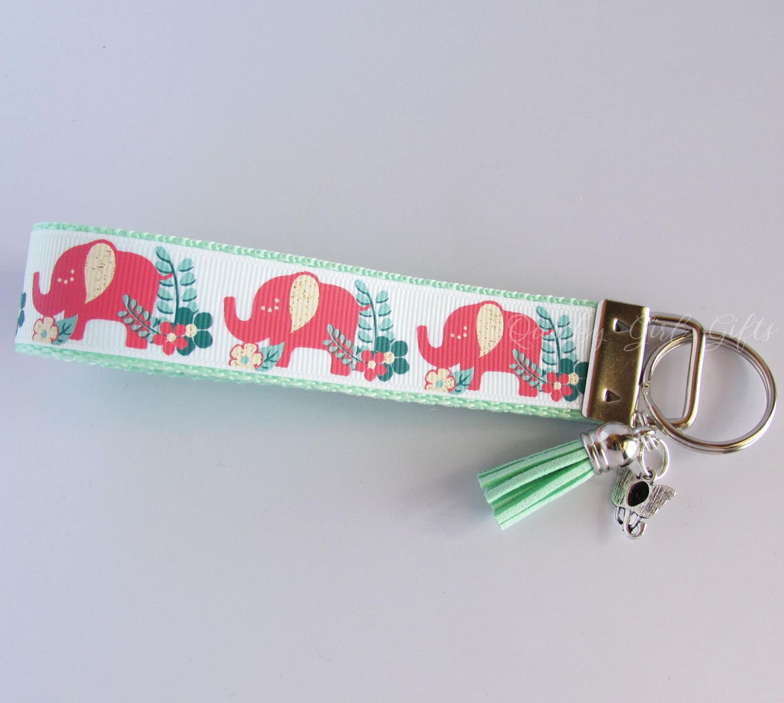 Elephant Key Fob Pink Elephant Keychain Elephant and | Etsy