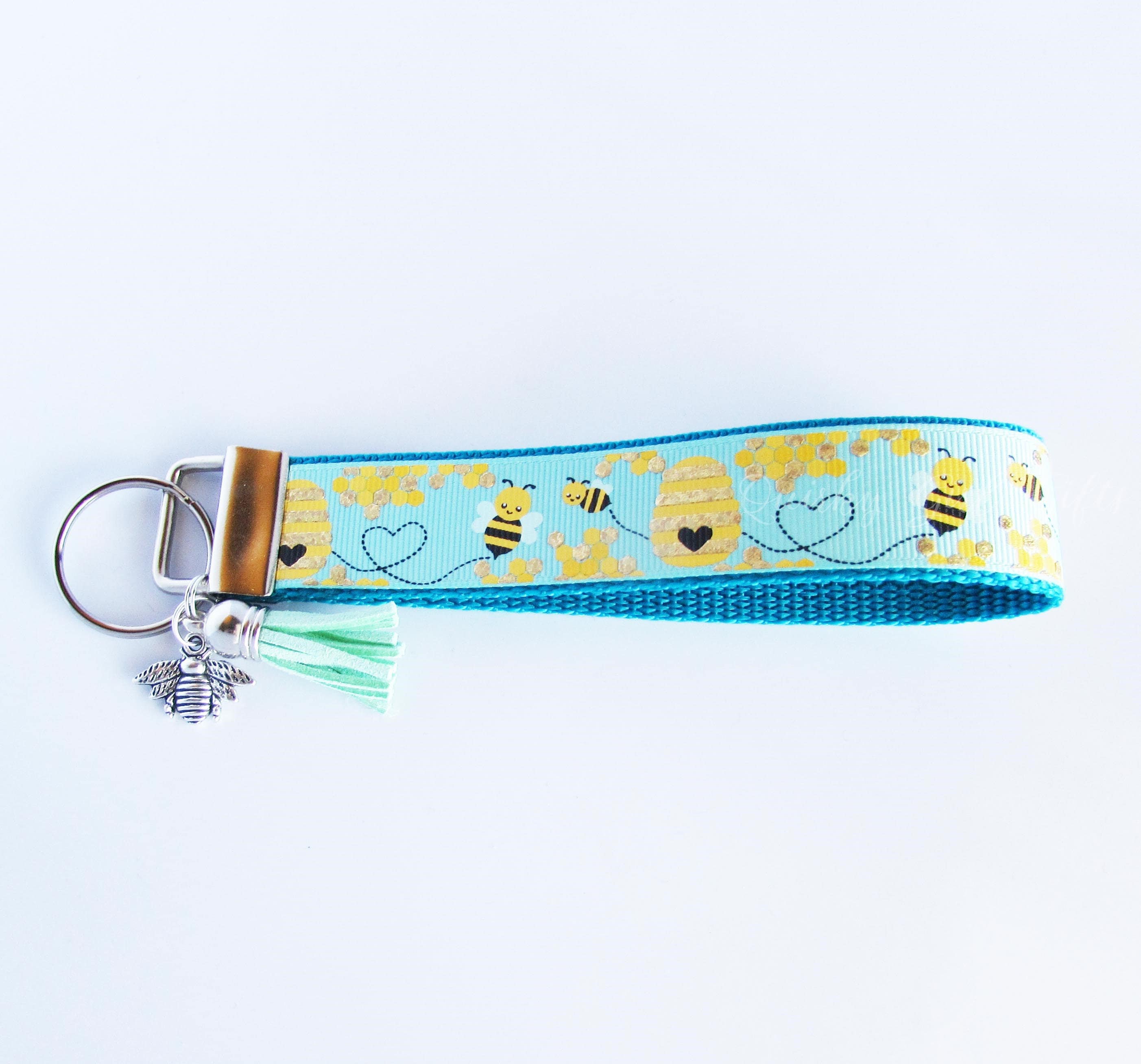 Bumblebee Key Fob - Bumblebee Keychain - Beehive Key Fob - Honeycomb ...