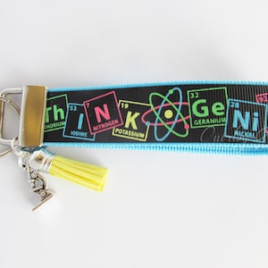 Nerdy Science Think Genius Key Fob - Geek Keychain - Periodic Table Key ...