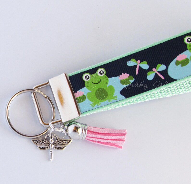 Frog Key Fob Frog Keychain Frog and Dragonfly Key Fob - Etsy