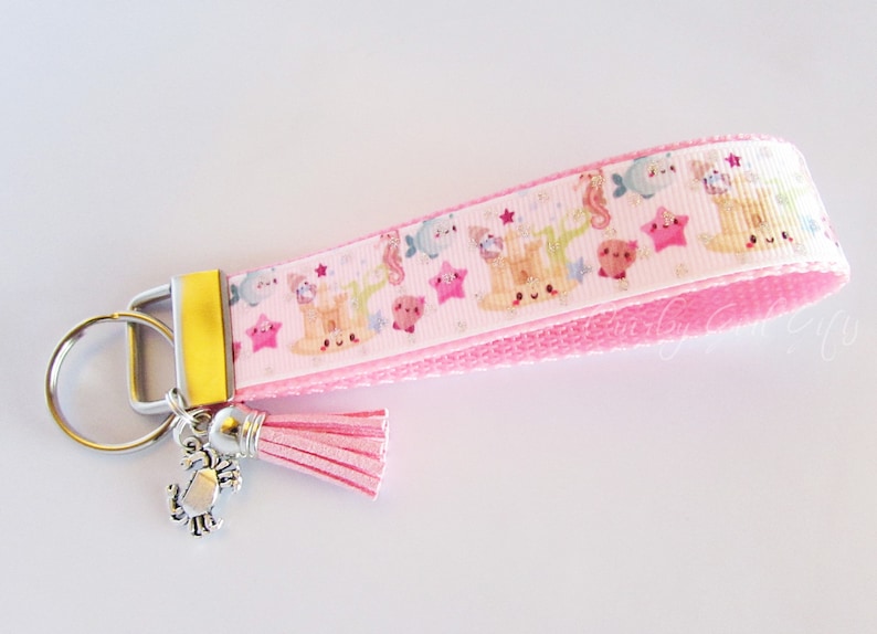Sea Life Key Fob - Sandcastle Keychain - Seahorse Starfish Fish Key Fob ...