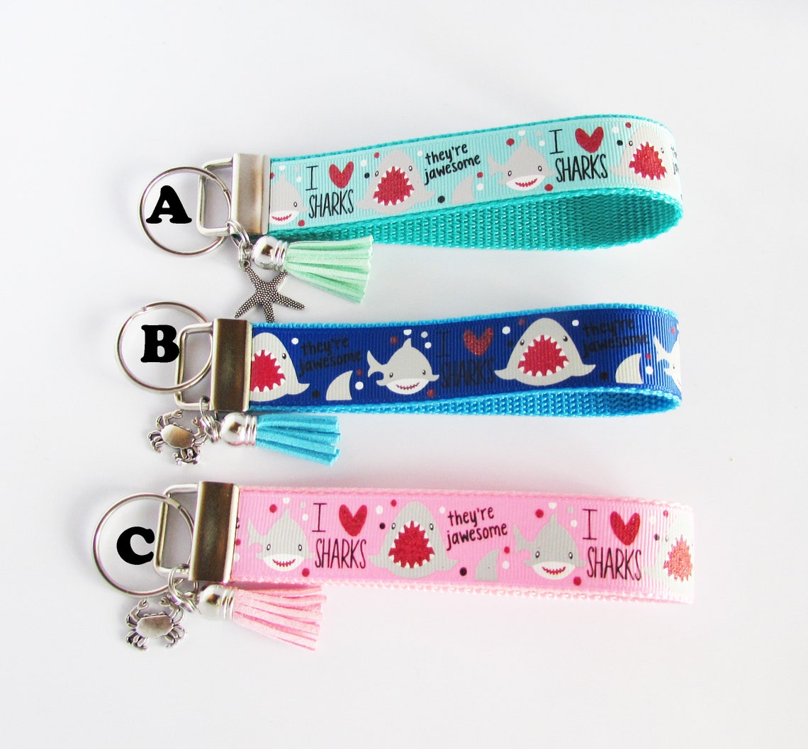 Shark Key Fob I Love Sharks Key Fob Shark Keychain Fish - Etsy