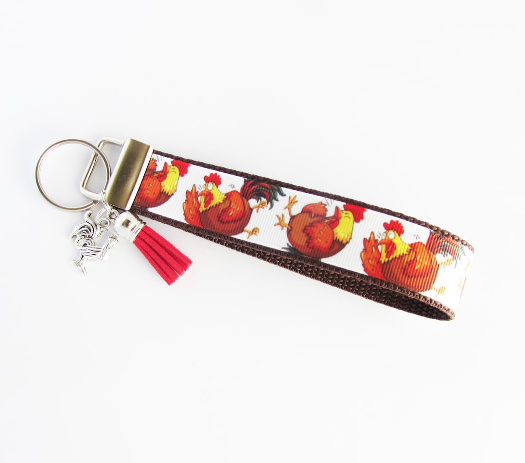 Laughing Rooster Key Fob - Funny Rooster Keychain Wristlet - Rooster ...