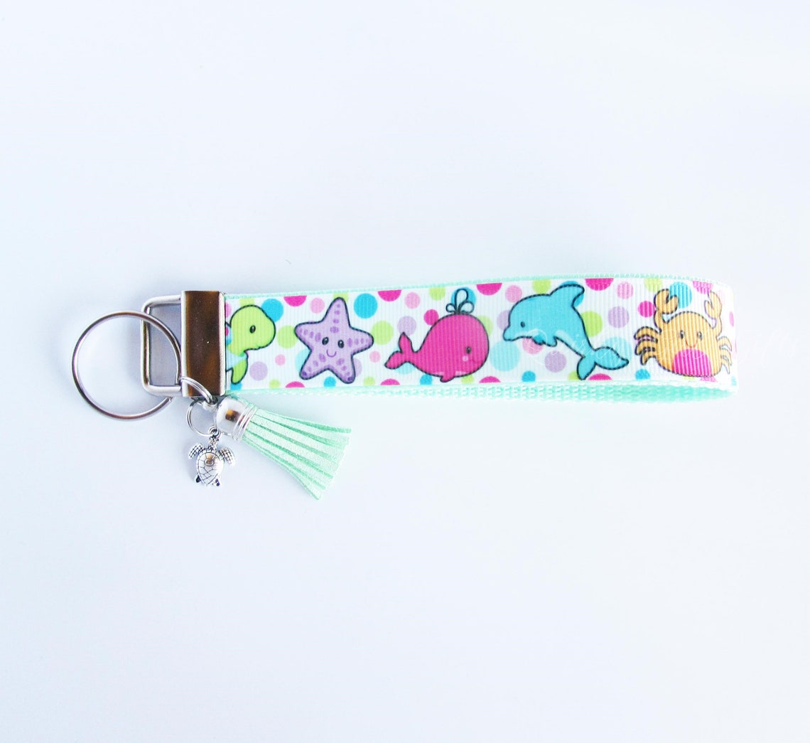 Sea Life Key Fob Sea Life Keychain Wristlet Sea Turtle Key - Etsy