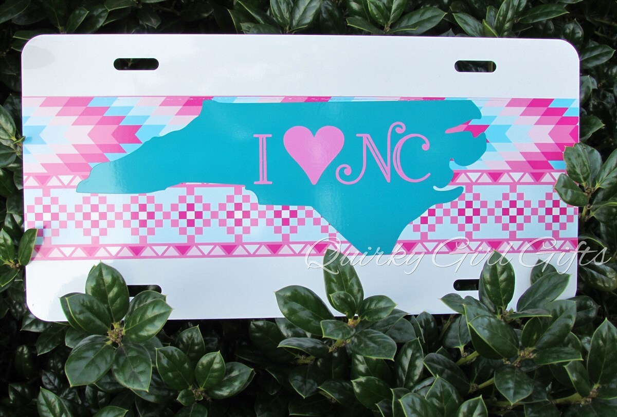 Limited Edition North Carolina I Love NC Car Tag-license Plate- Aztec ...