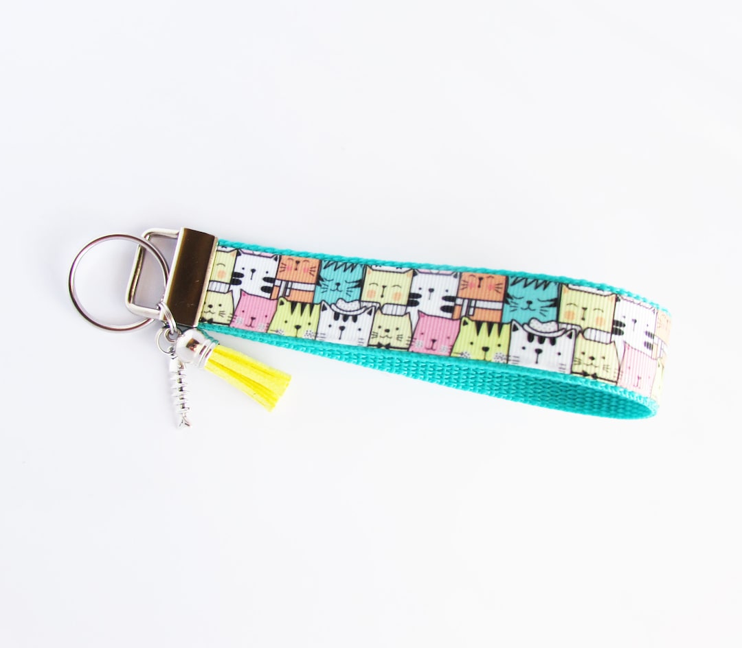 Cat Key Fob - Cat Keychain - Cat Wristlet - Kitten Key Fob - Kitten Key ...