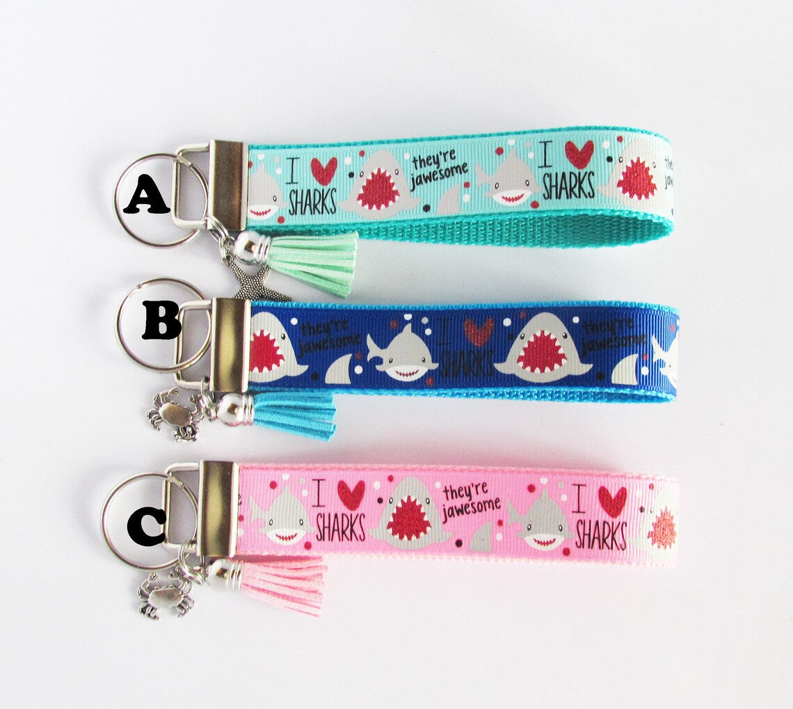 Shark Key Fob I Love Sharks Key Fob Shark Keychain Fish - Etsy