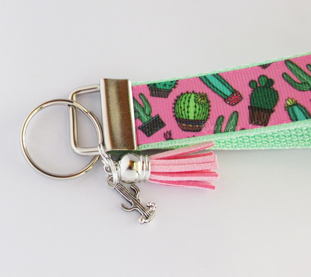 Cactus Key Fob - Succulent Key Fob - Cactus Wristlet - Cactus Keychain ...