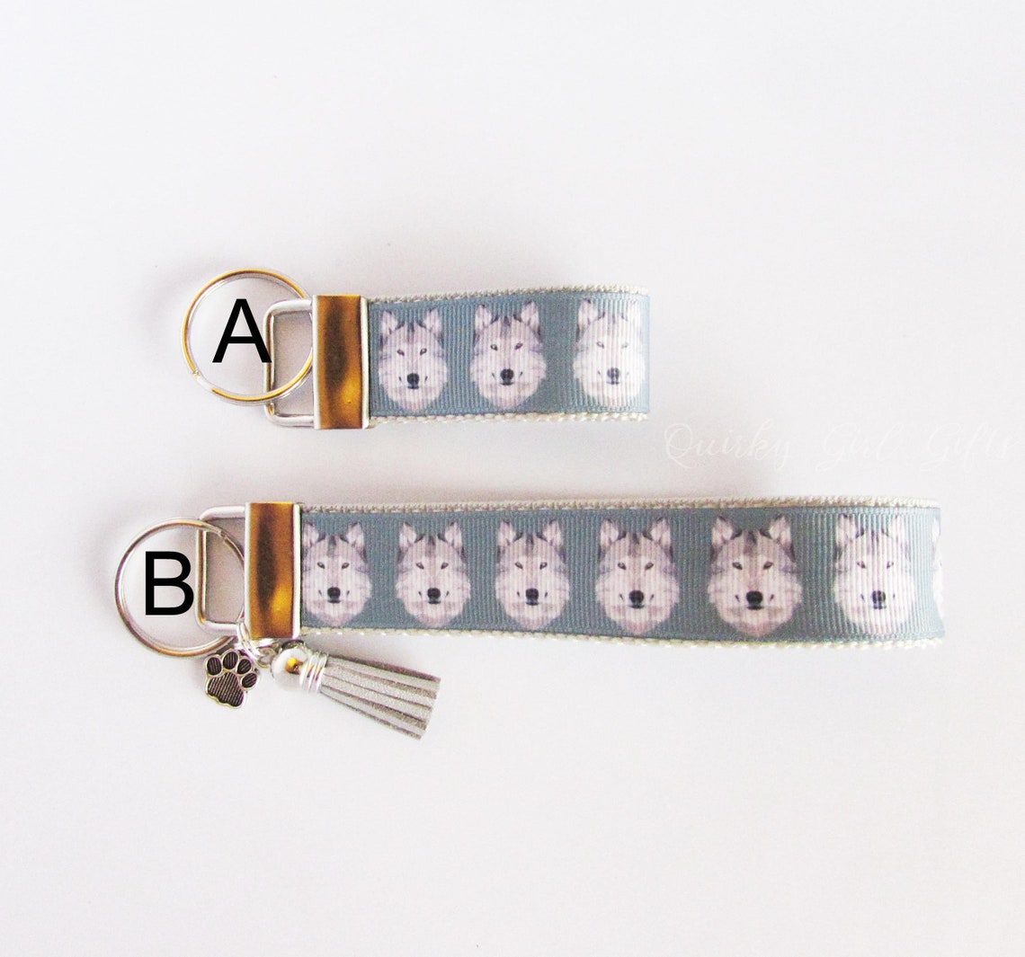 Gray Wolf Key Fob Wristlet Artistic Wolf Keychain Dog Key | Etsy