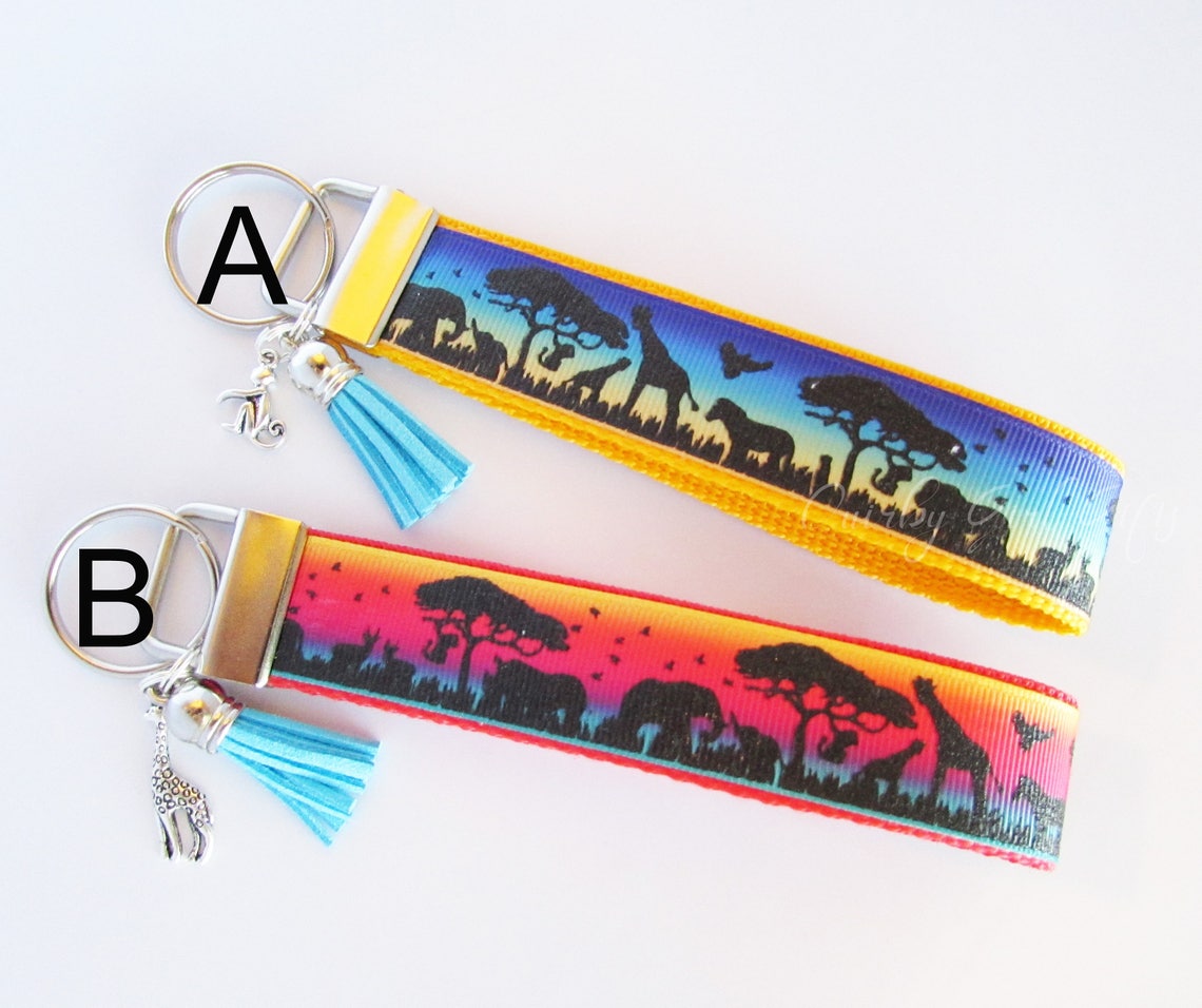 Safari Key Fob - African Safari Key Fob - African Animals Wristlet ...