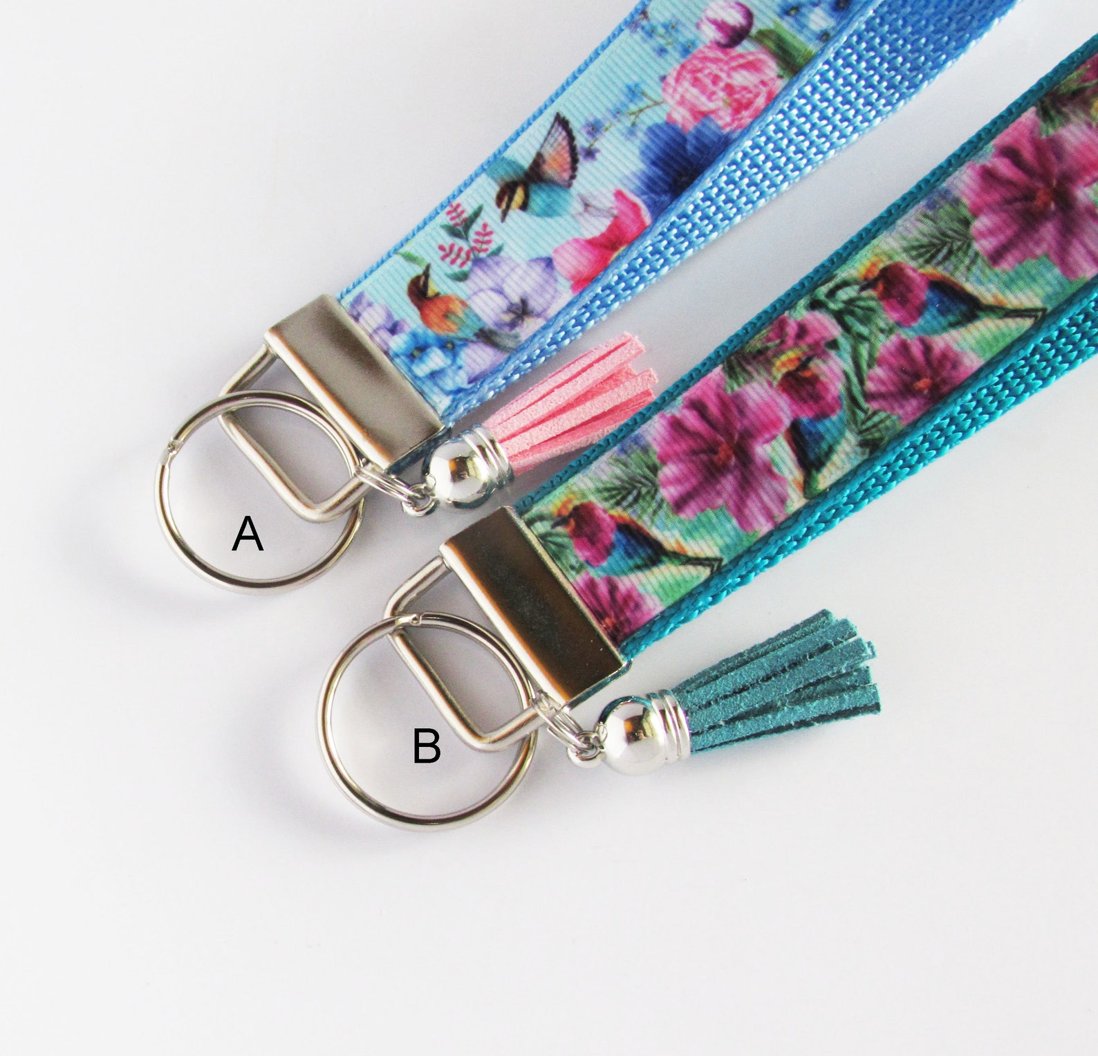 Bird Key Fob Bird Keychain Floral Bird Wristlet Floral - Etsy