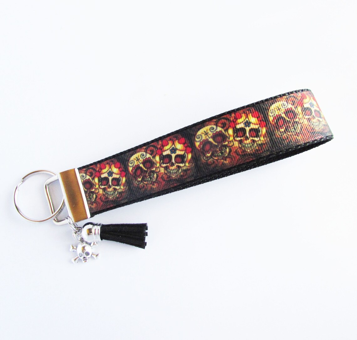 Skull Key Fob Skull Wristlet Skull Keychain Key Holder | Etsy
