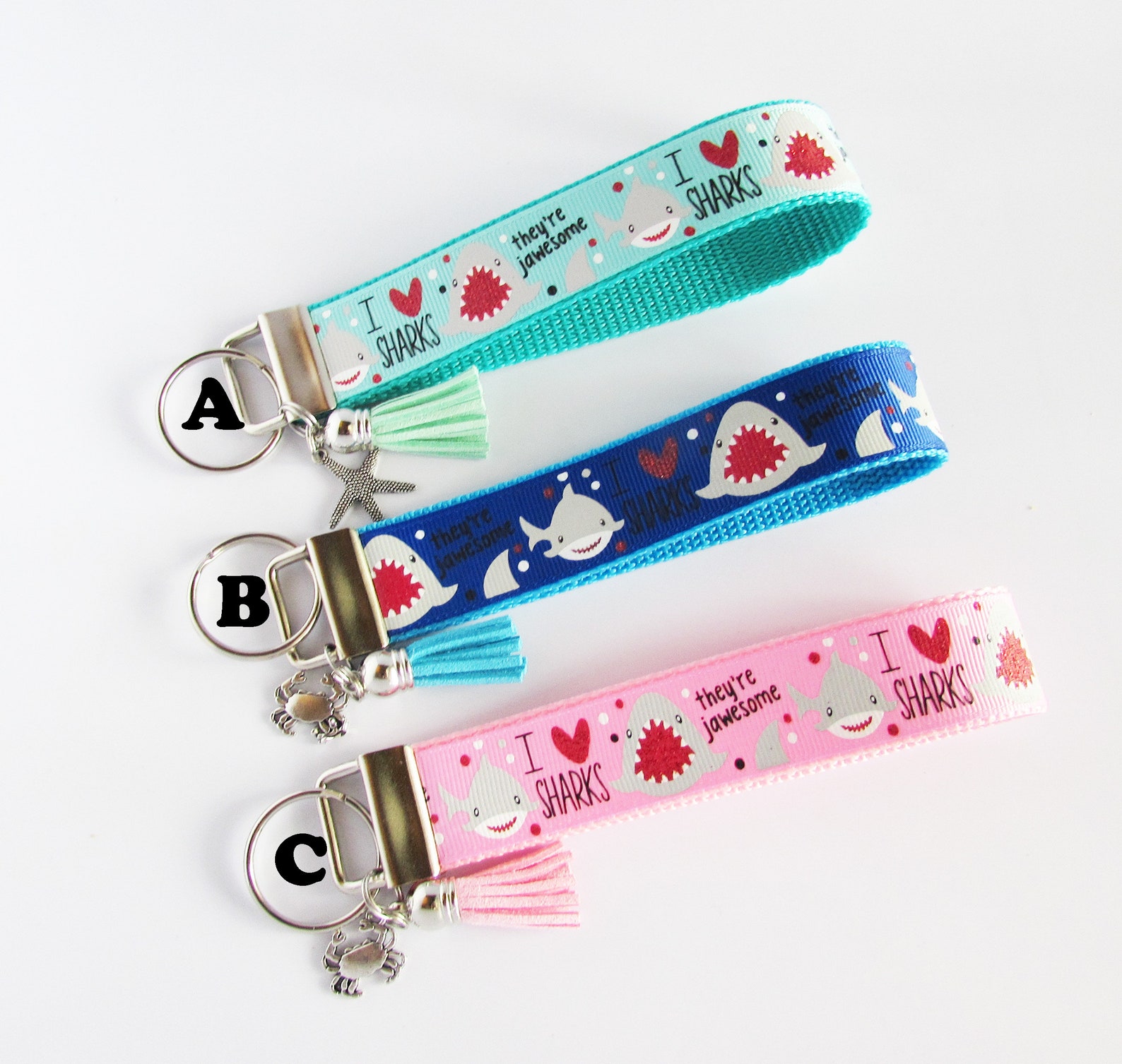 Shark Key Fob I Love Sharks Key Fob Shark Keychain Fish - Etsy