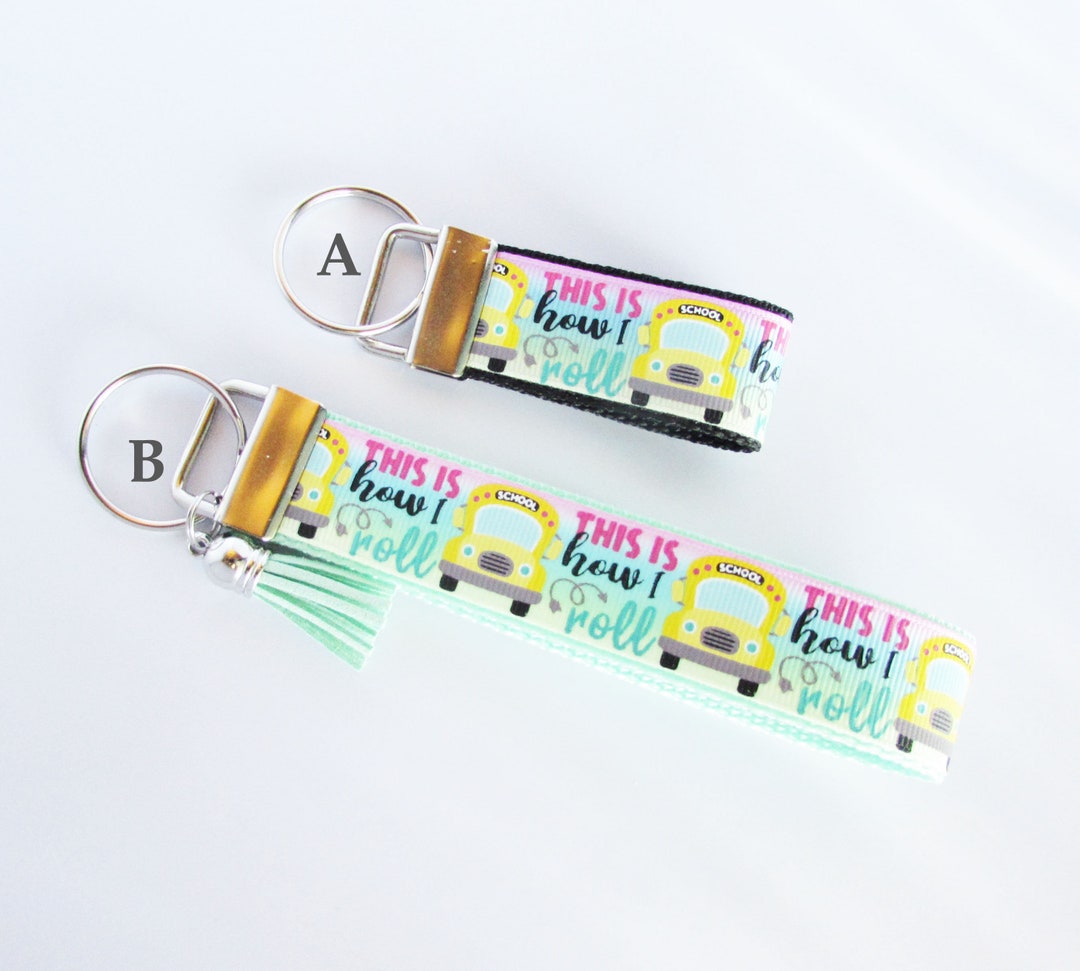 Rainbow Bus Driver Key Fob - School Bus Driver Keychain - Bus Gifts ...