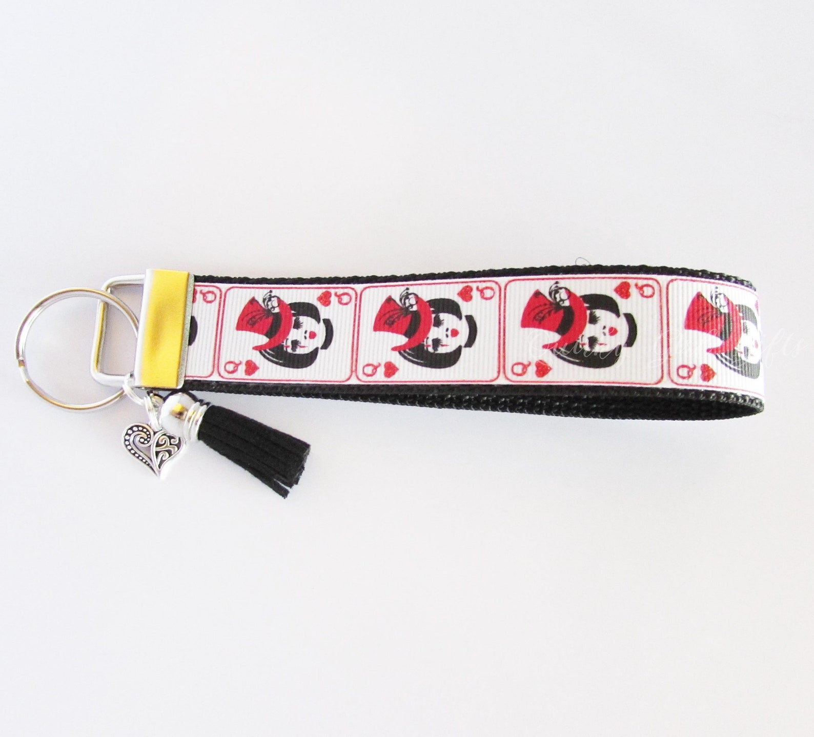 Queen of Hearts Key Fob – Card Player Wristlet With Heart Charm - Etsy