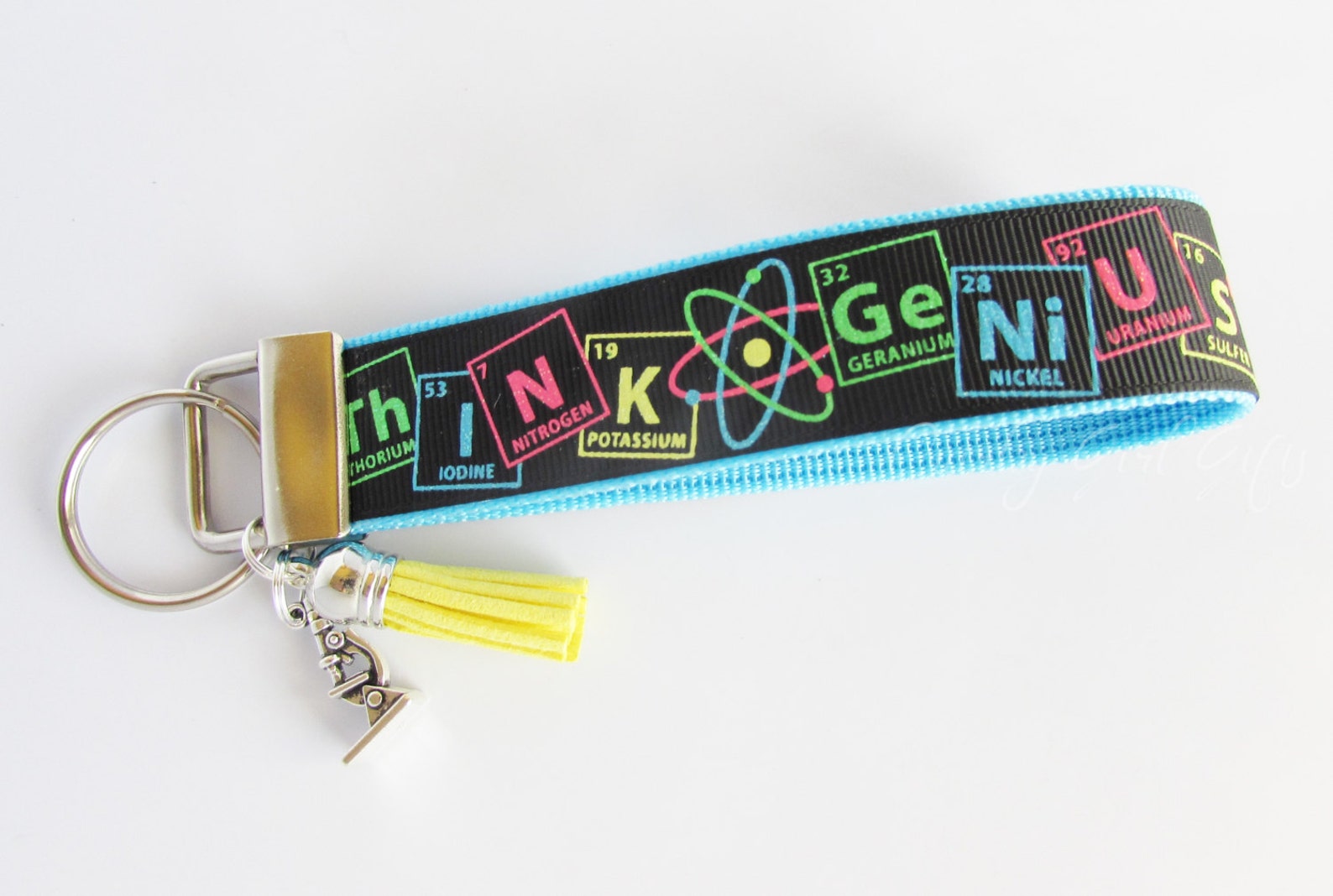 Nerdy Science Think Genius Key Fob Geek Keychain Periodic | Etsy
