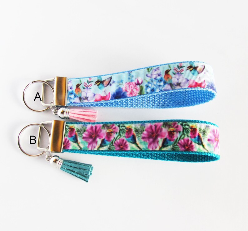 Bird Key Fob Bird Keychain Floral Bird Wristlet Floral - Etsy