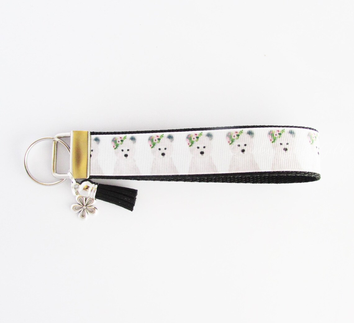 Polar Bear Key Fob Polar Bear Keychain White Bear Wristlet - Etsy
