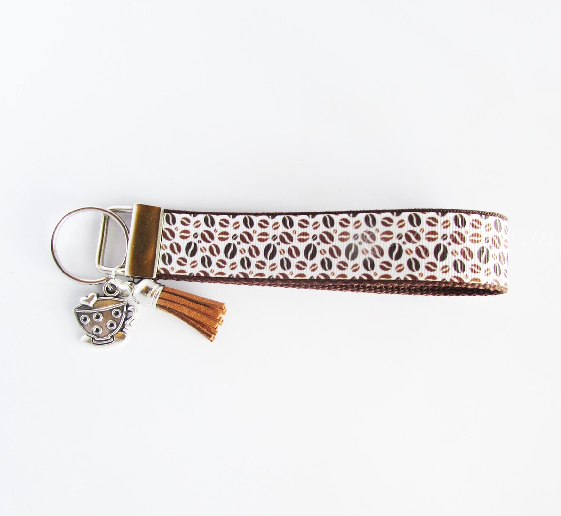 Coffee Key Fob - Coffee Keychain - Coffee Bean Key Fob - Coffee Lover ...
