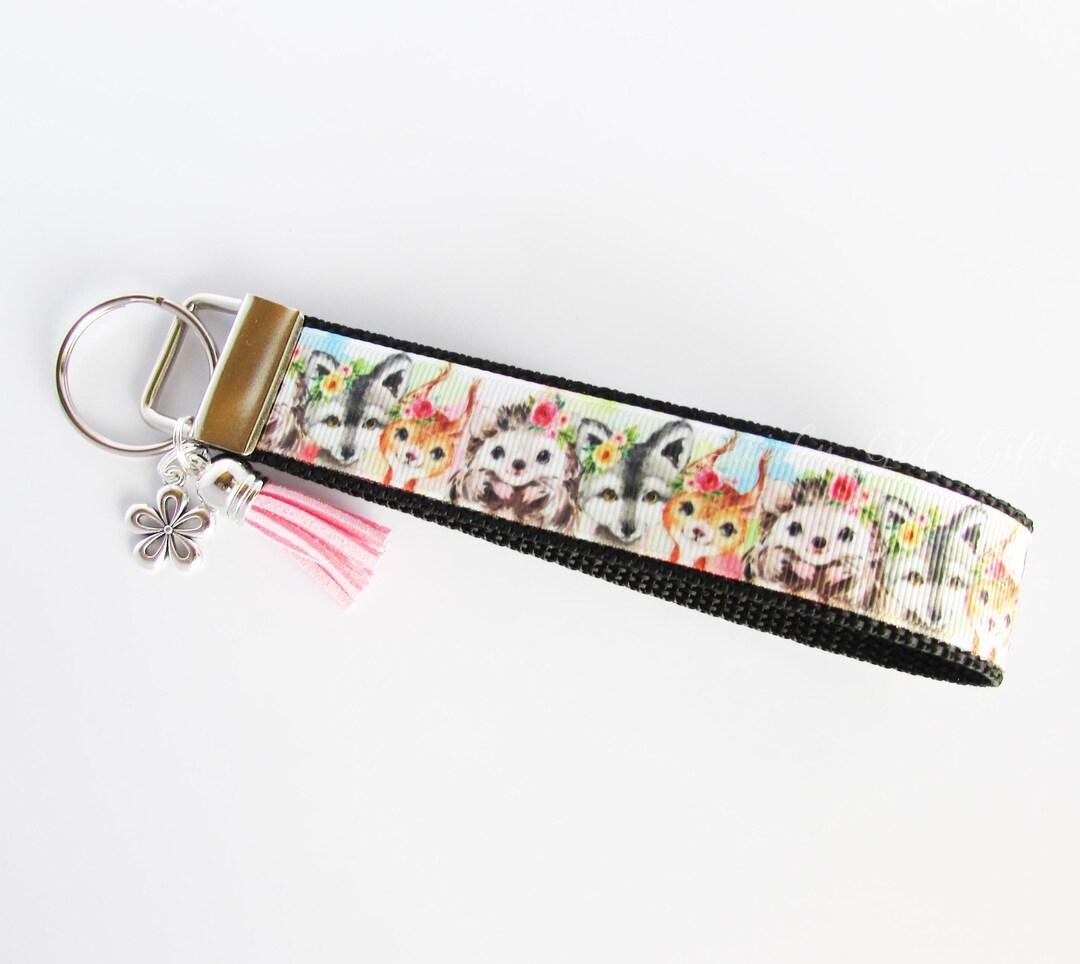 Woodland Animals Key Fob - Hedgehog Key Fob - Wolf Fox and Hedgehog Key ...