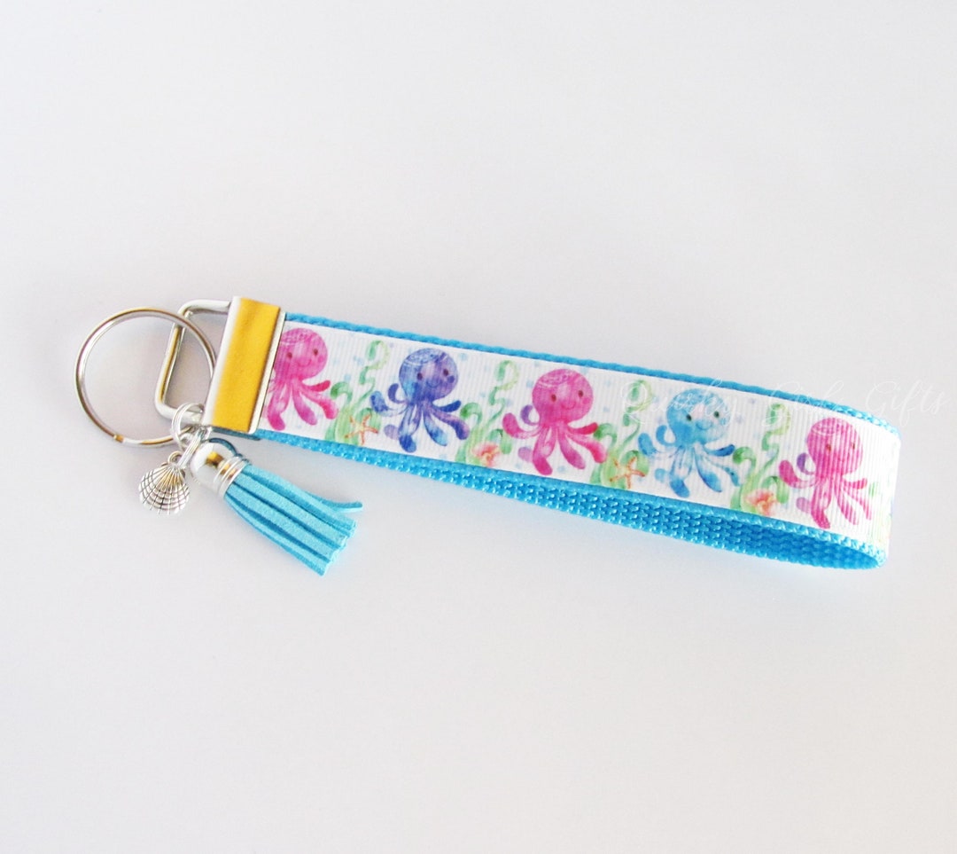Octopus Key Fob - Octopus Wristlet - Ocean Life Key Fob - Sea Life Key ...
