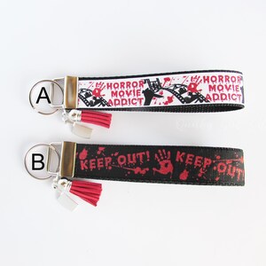 Horror Movie Addict Key Fob - Horror Keychain - Keep Out Key Fob ...