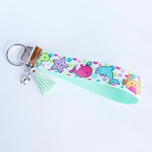 Sea Life Key Fob - Sea Life Keychain Wristlet - Sea Turtle Key Fob ...