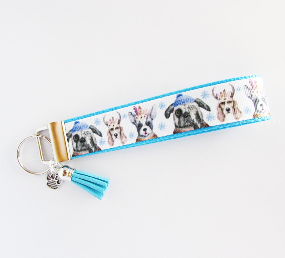 Dog Key Fob - Dog Keychain - Dogs Wearing Hats - Dogs With Crowns - Pet ...