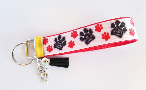 Paw Print Key Fob Dog Key Fob Who Rescued Who Key Fob | Etsy