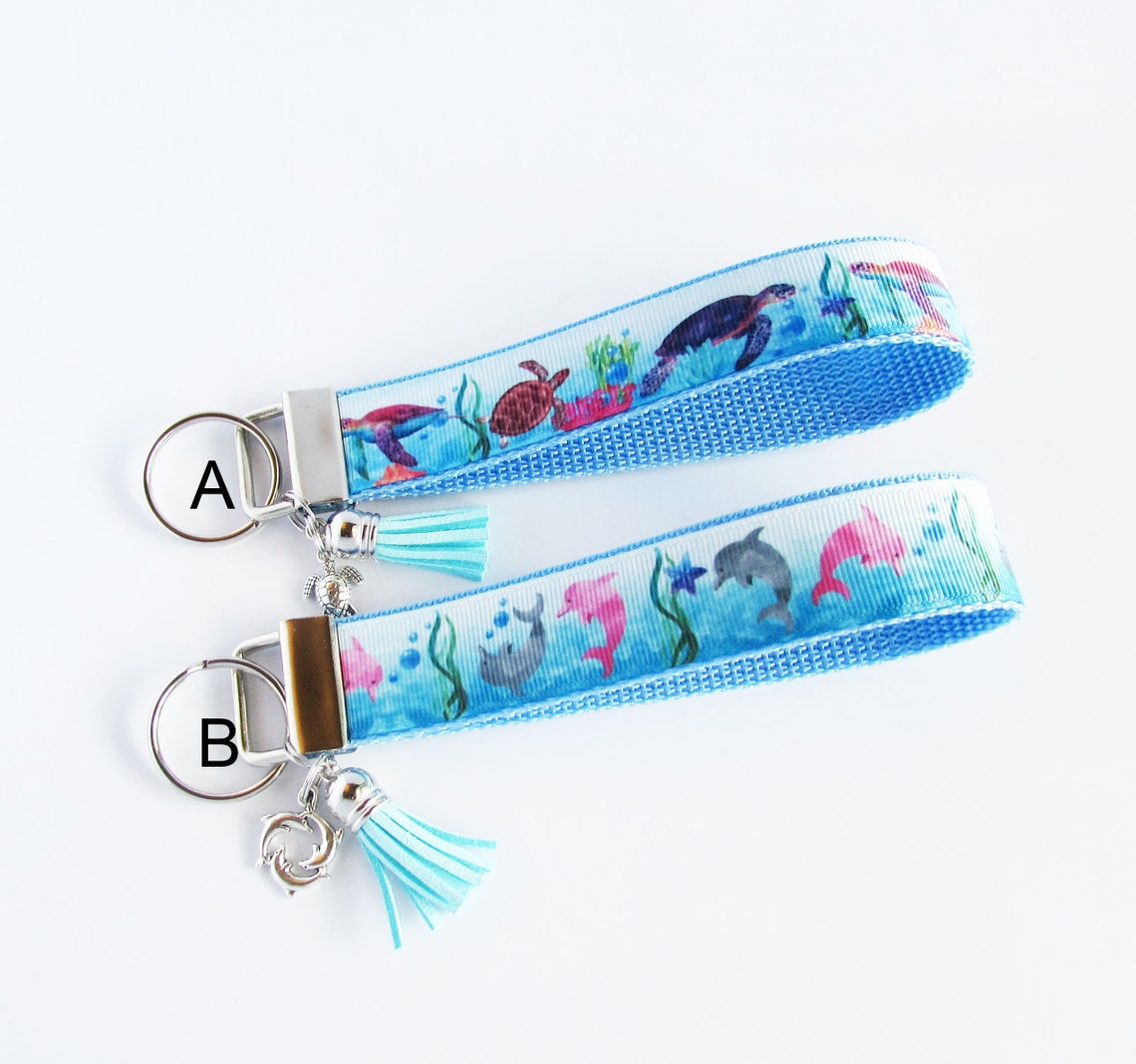 Sea Life Key Fob Sea Life Keychain Sea Turtle Key Fob | Etsy