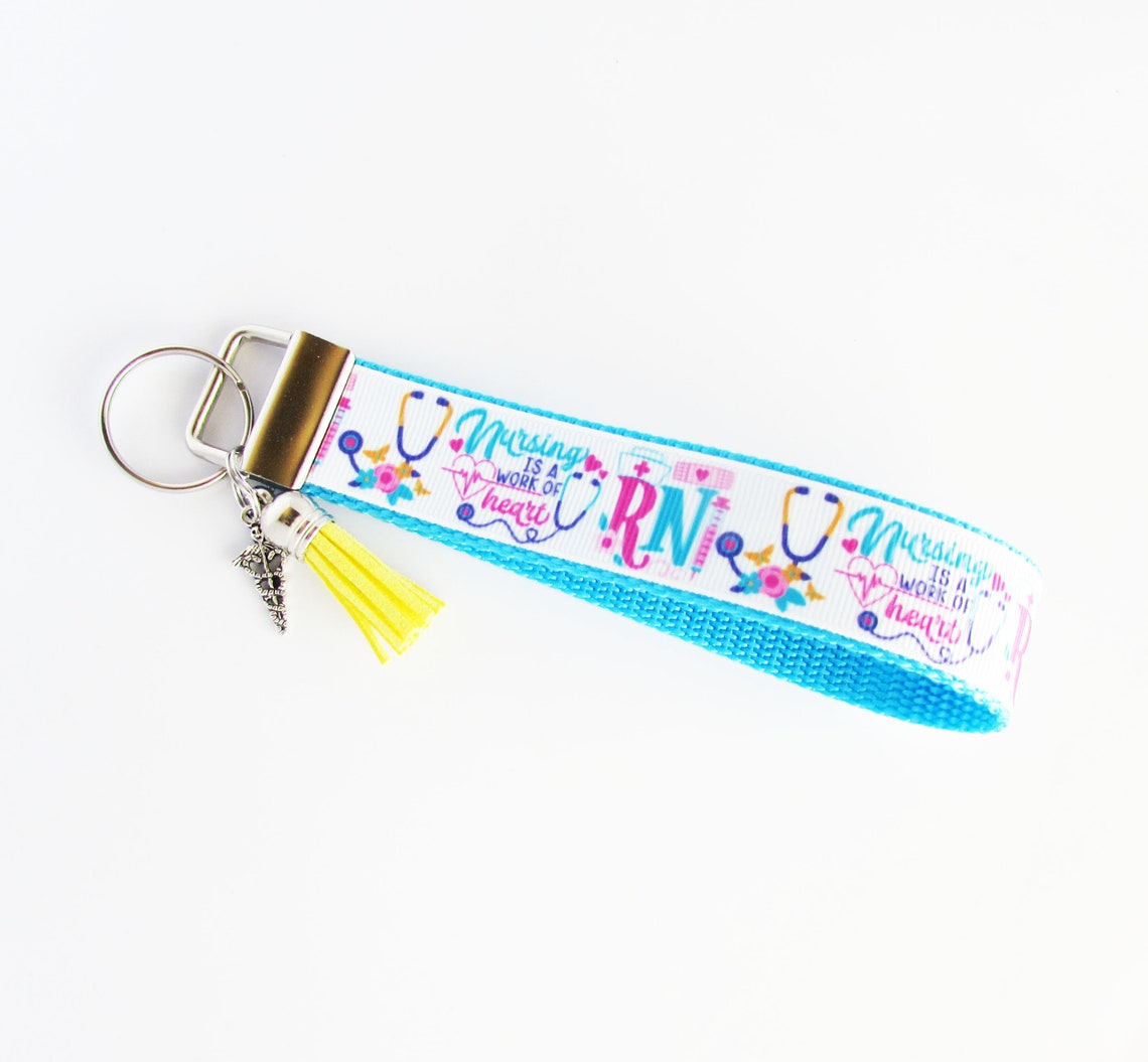 Nursing Key Fob - RN Key Fob - Nurse Keychain - Stethoscope Nursing Hat ...
