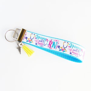 Nursing Key Fob - RN Key Fob - Nurse Keychain - Stethoscope Nursing Hat ...