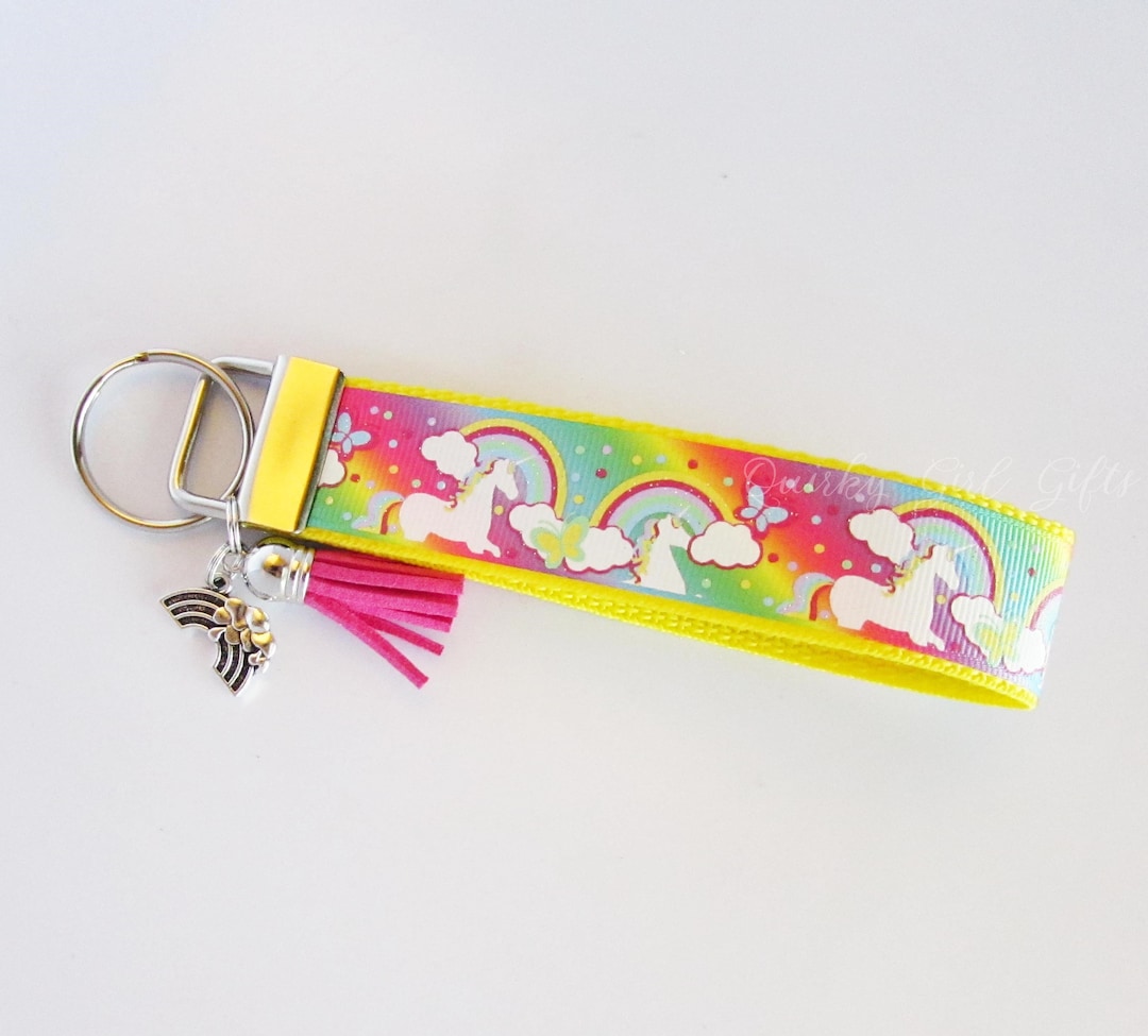 Unicorn and Rainbow Key Fob - Unicorn Keychain - Rainbow and Unicorn ...