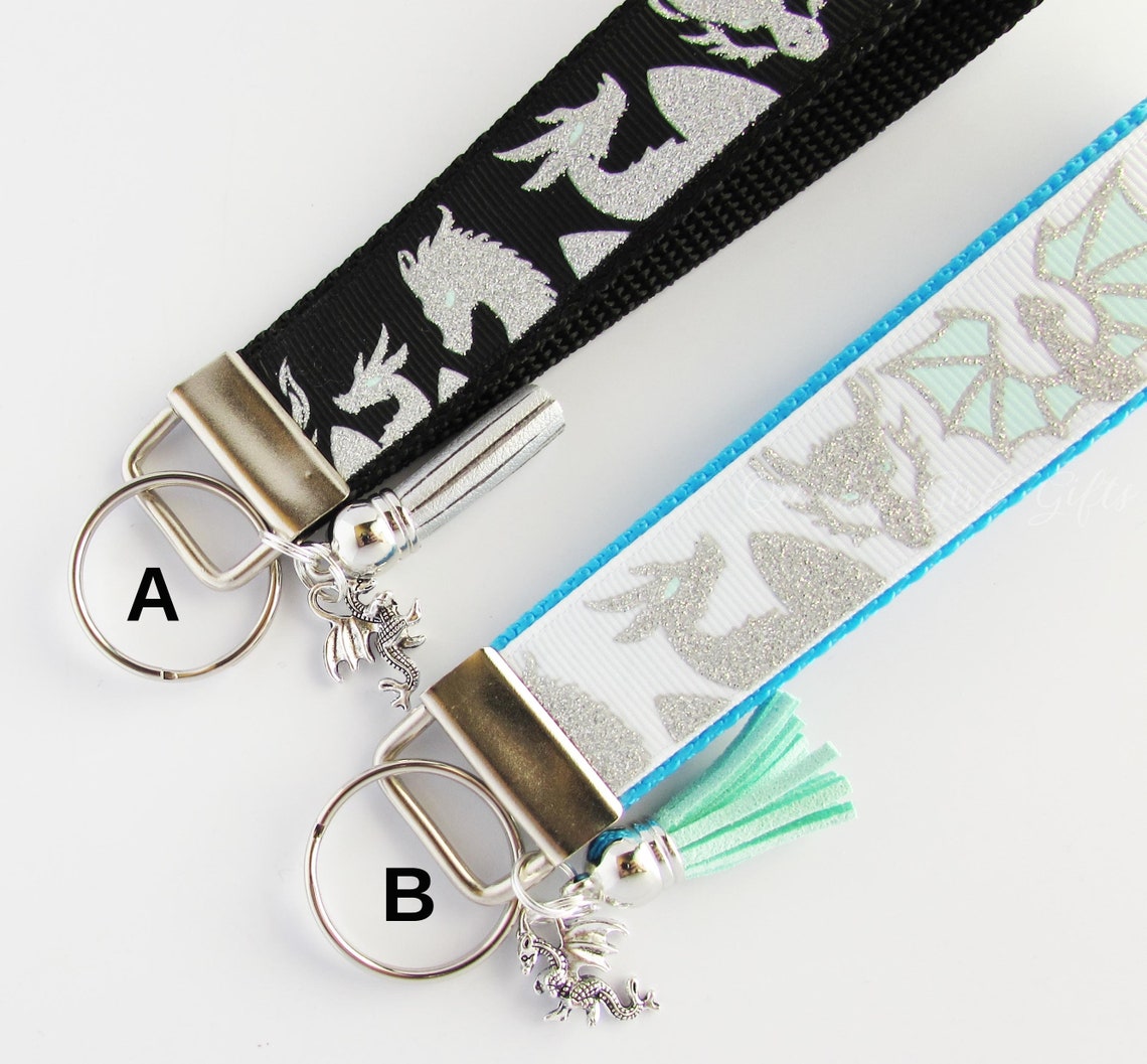 Pick One Glittered Dragon Key Fob Dragon Keychain Dragon | Etsy