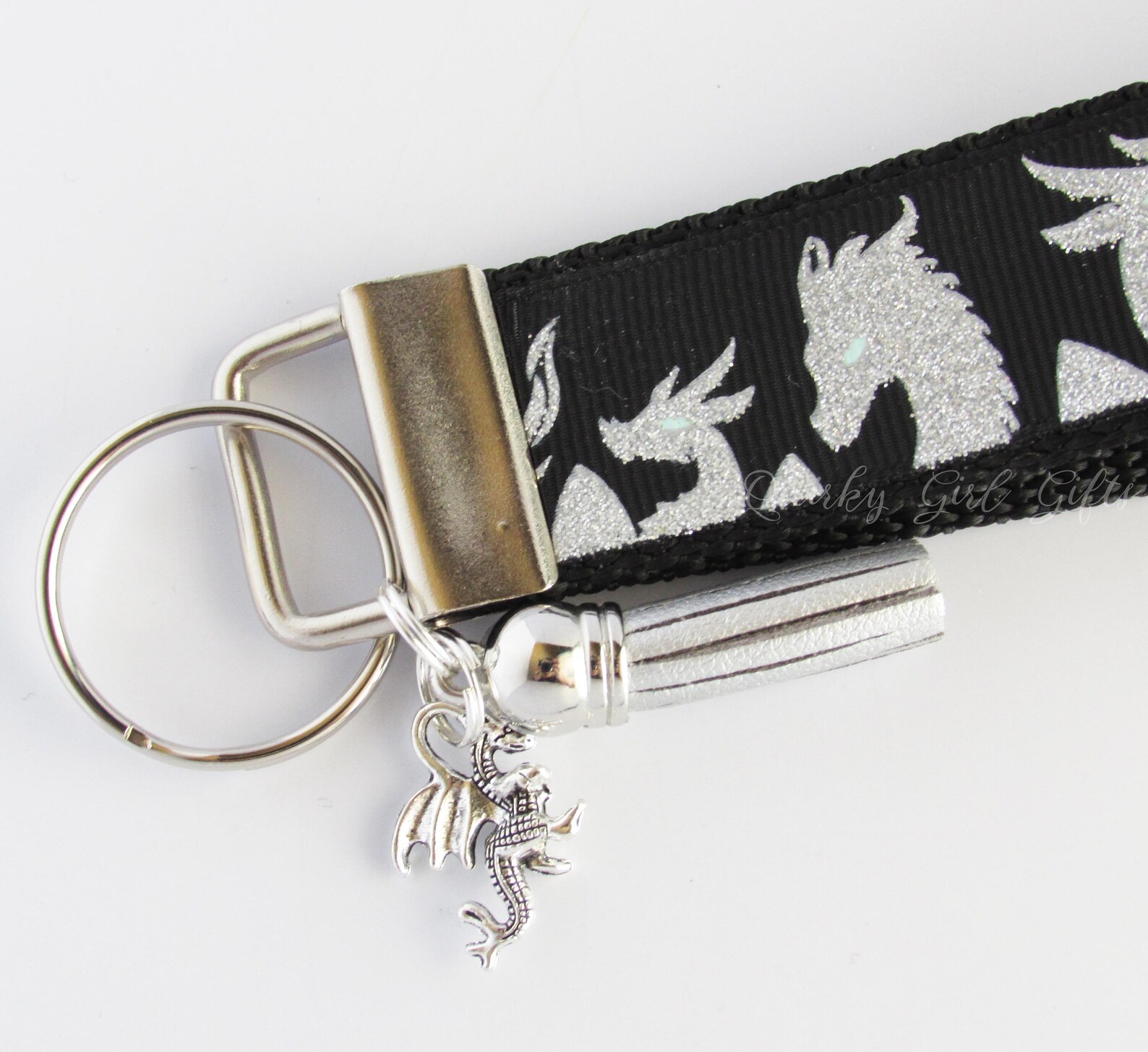Pick One Glittered Dragon Key Fob Dragon Keychain Dragon | Etsy