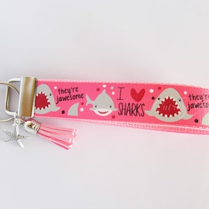 Shark Key Fob - I Love Sharks Key Fob - Shark Keychain - Fish Key Fob ...