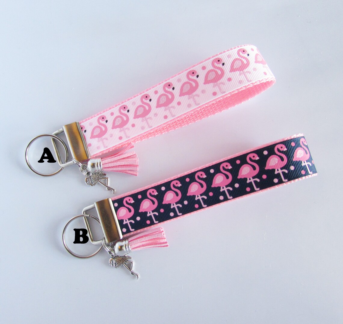 Flamingo Key Fob Flamingo Keychain Pink Flamingo Wristlet - Etsy