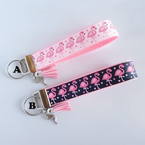 Flamingo Key Fob - Flamingo Keychain - Pink Flamingo Wristlet - Pink ...