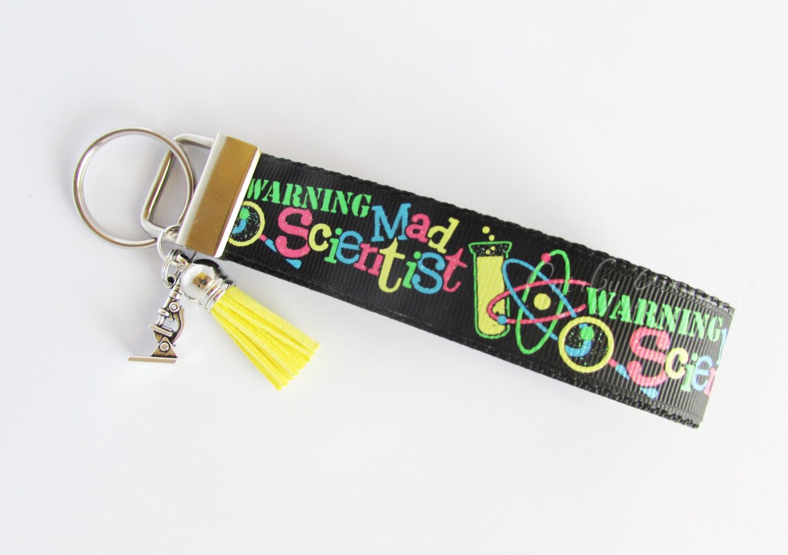 Warning Mad Scientist Key Fob Atom Test Tube Key Fob Neon | Etsy
