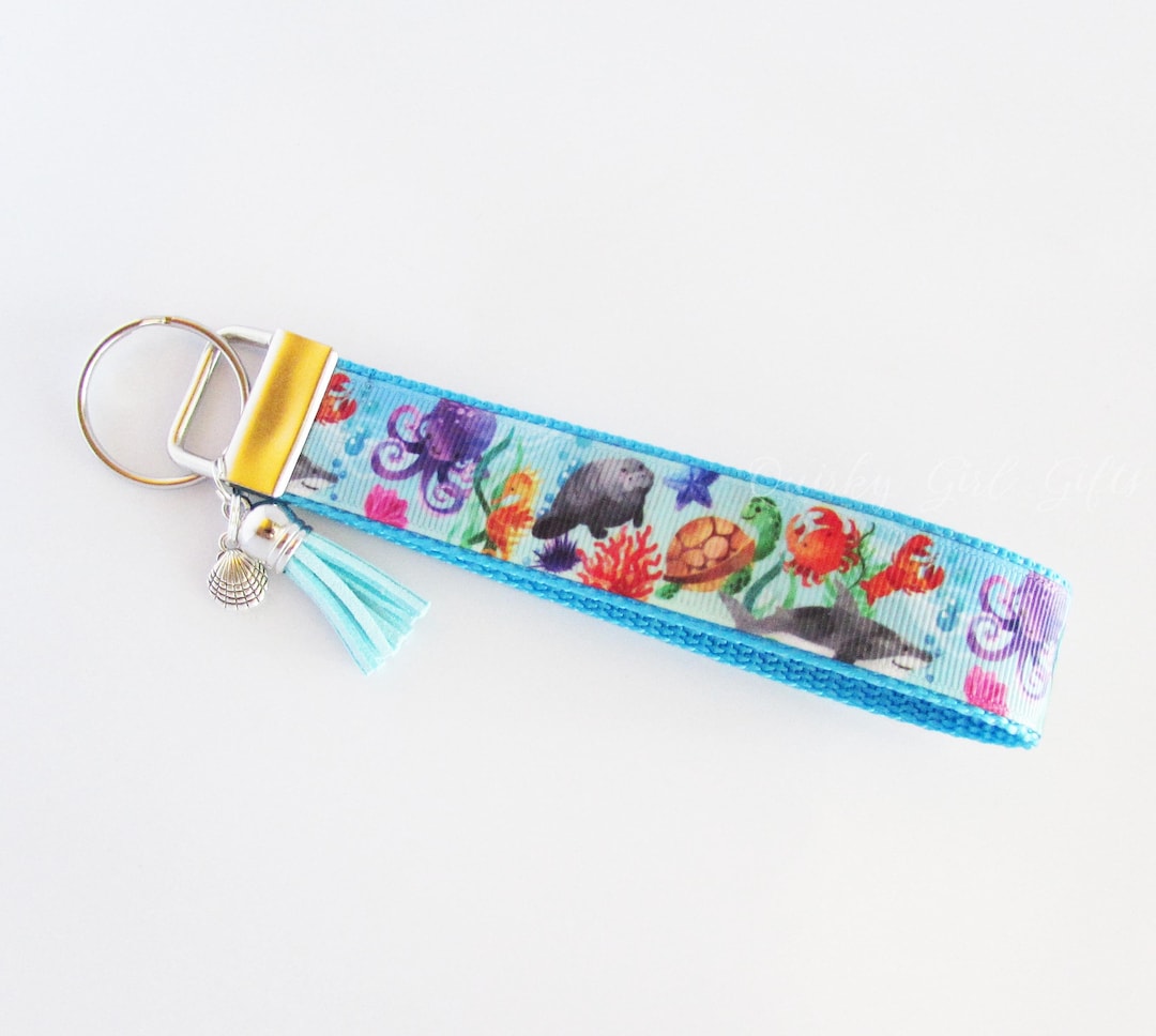 Sea Life Key Fob - Sea Life Keychain - Octopus, Manatee, Seaturtle ...