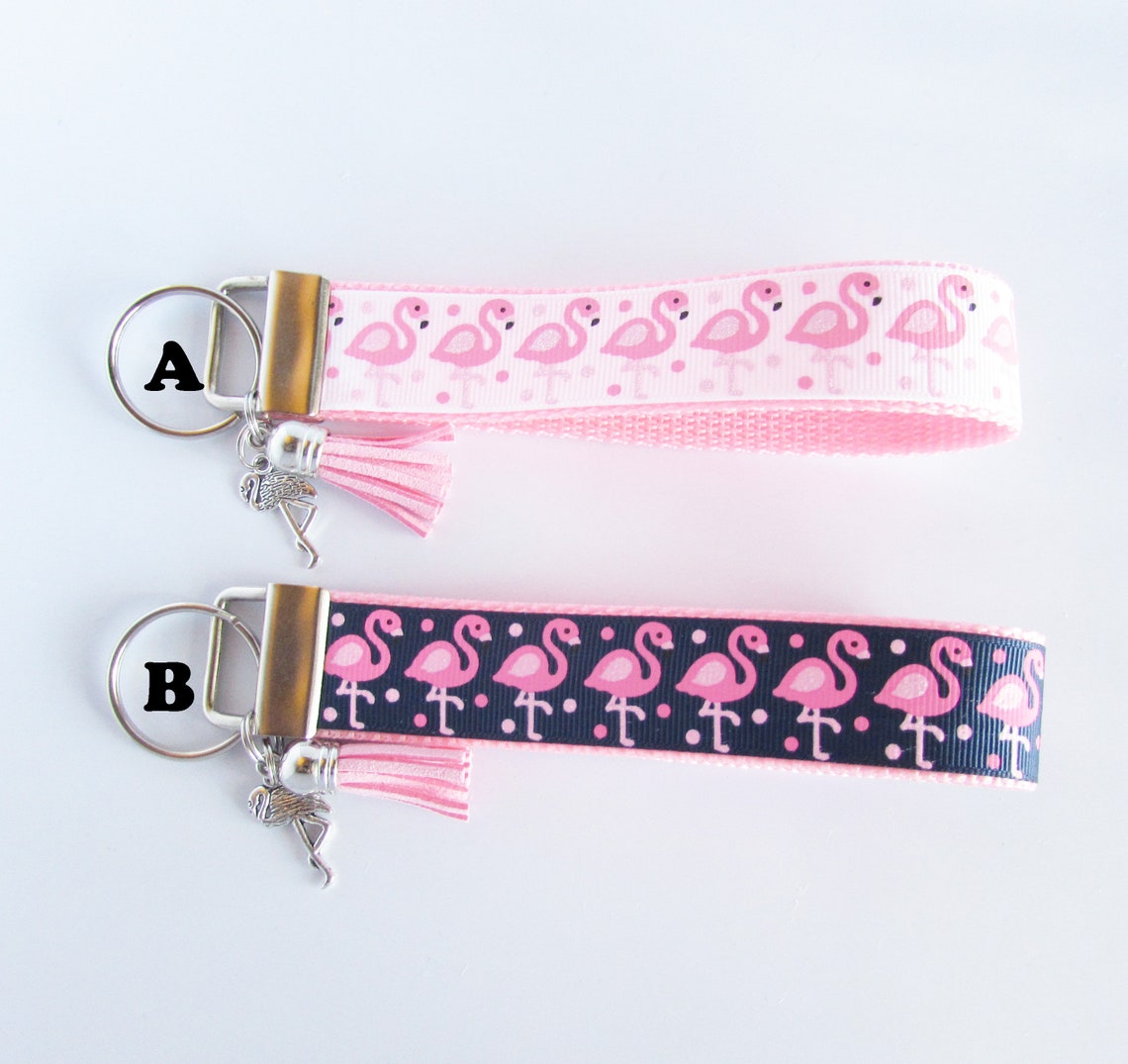 Flamingo Key Fob Flamingo Keychain Pink Flamingo Wristlet - Etsy