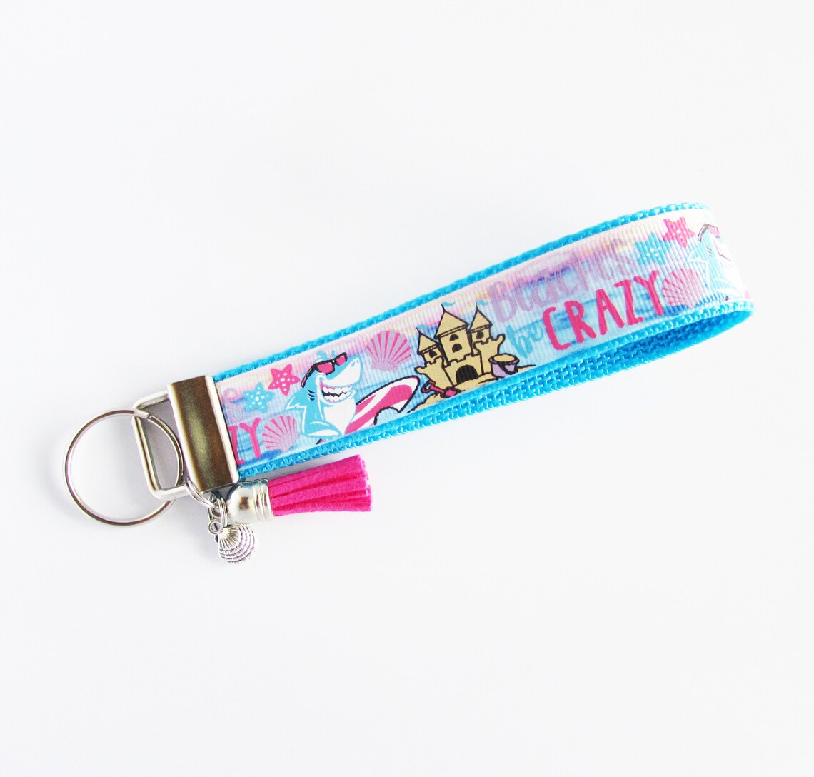 Shark Sandcastle Beach Key Fob - Beaches Be Crazy Key Fob - Beach ...