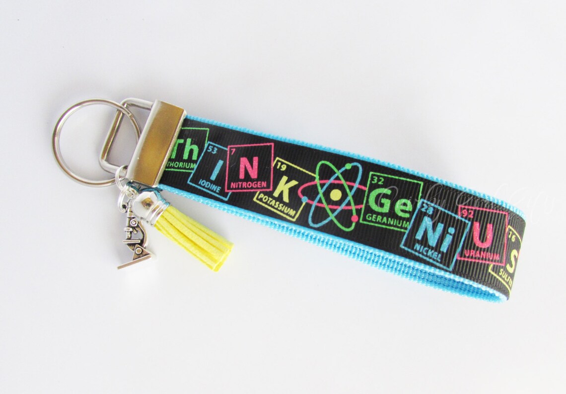 Nerdy Science Think Genius Key Fob Geek Keychain Periodic - Etsy